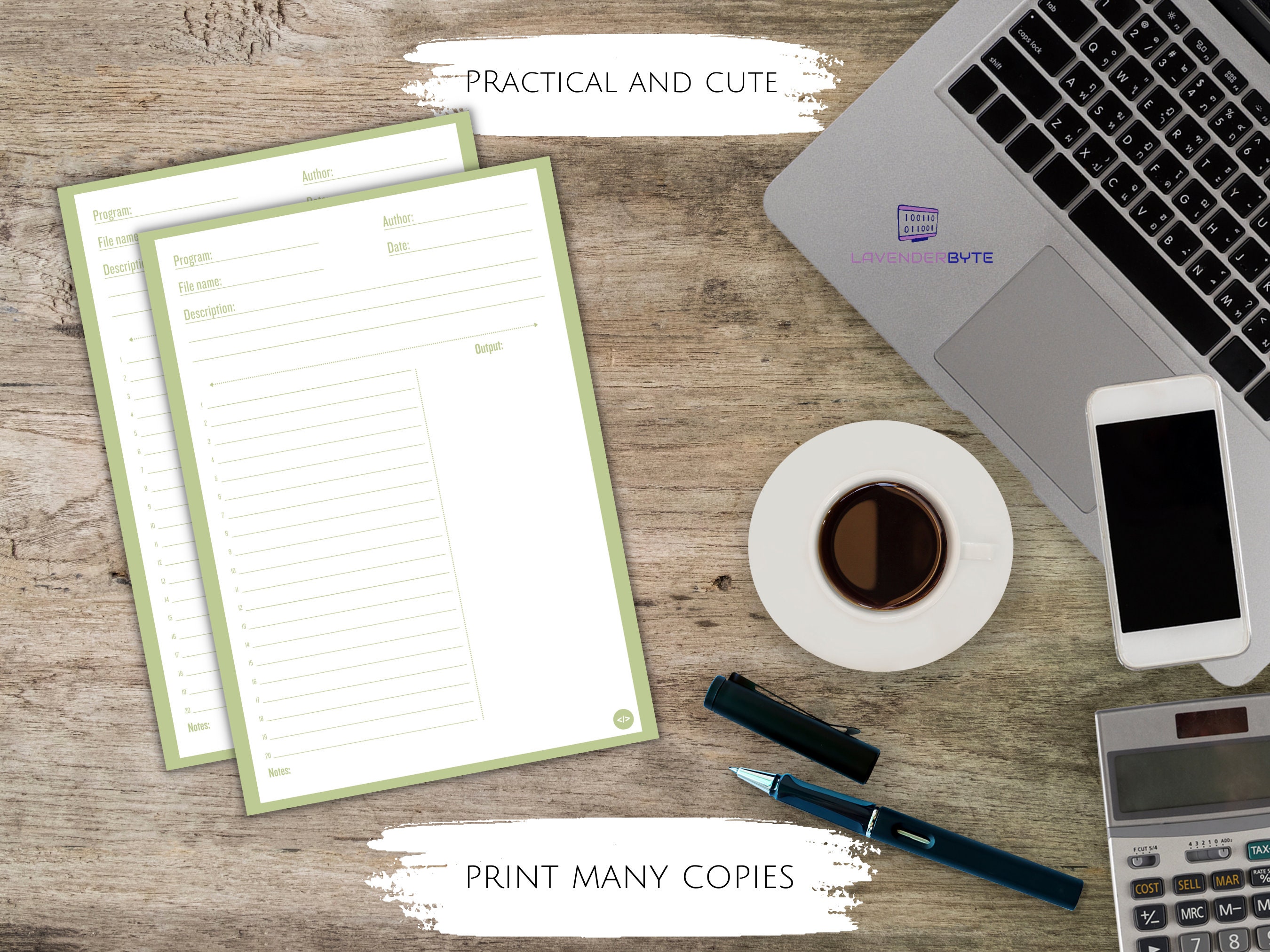 Coding Template Programming Template Note Pages Algorithm Lined Paper Printable Computer Science
