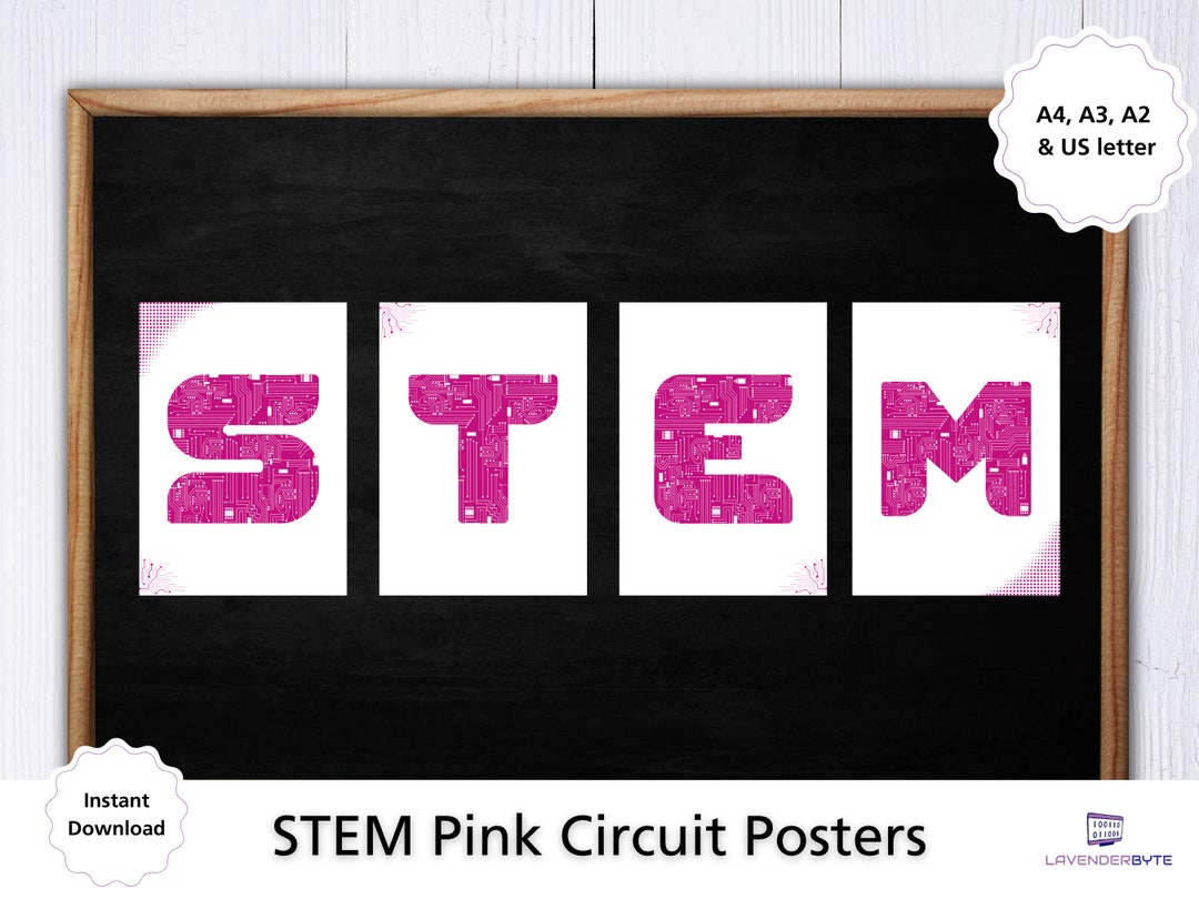 Classroom STEM Pink Circuit Posters Computing Inspiring Posters Tech ...