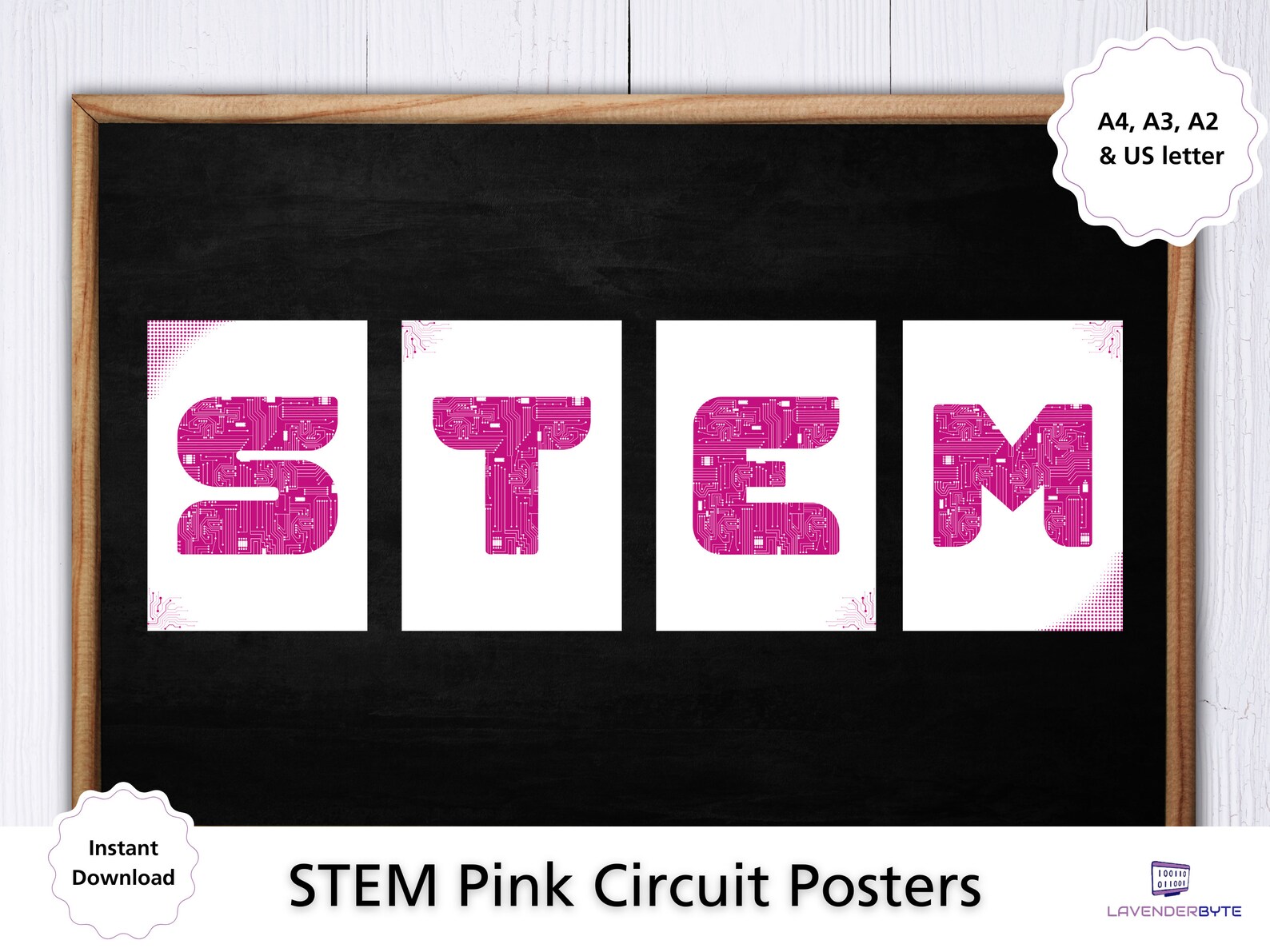 Classroom STEM Pink Circuit Posters - Computing Inspiring Tech Display ...