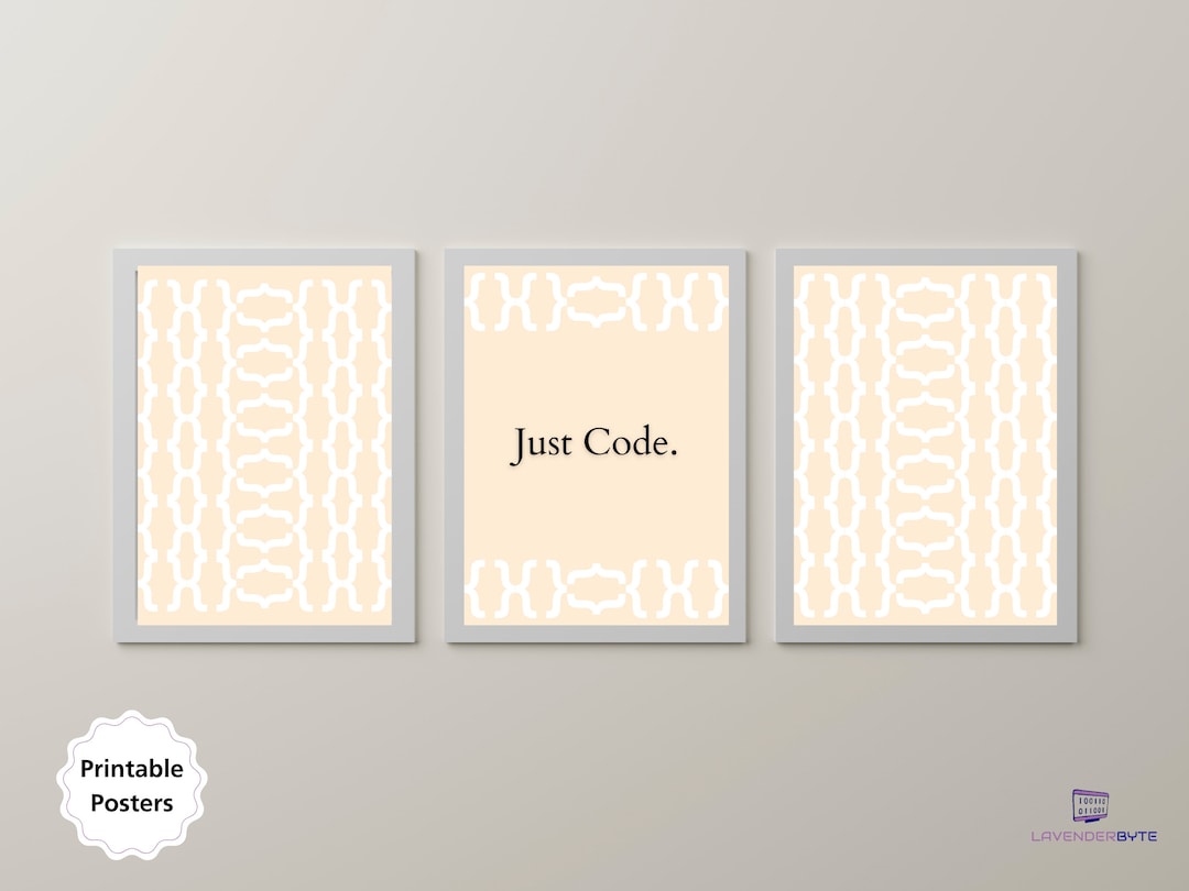 Just Code Wall Art Programmer Posters Set of 3, Office Tech Prints ...