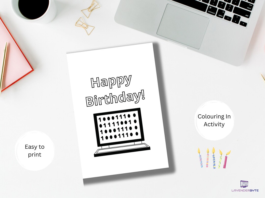 Techie Birthday Card Printable Happy Birthday Download Card - Etsy
