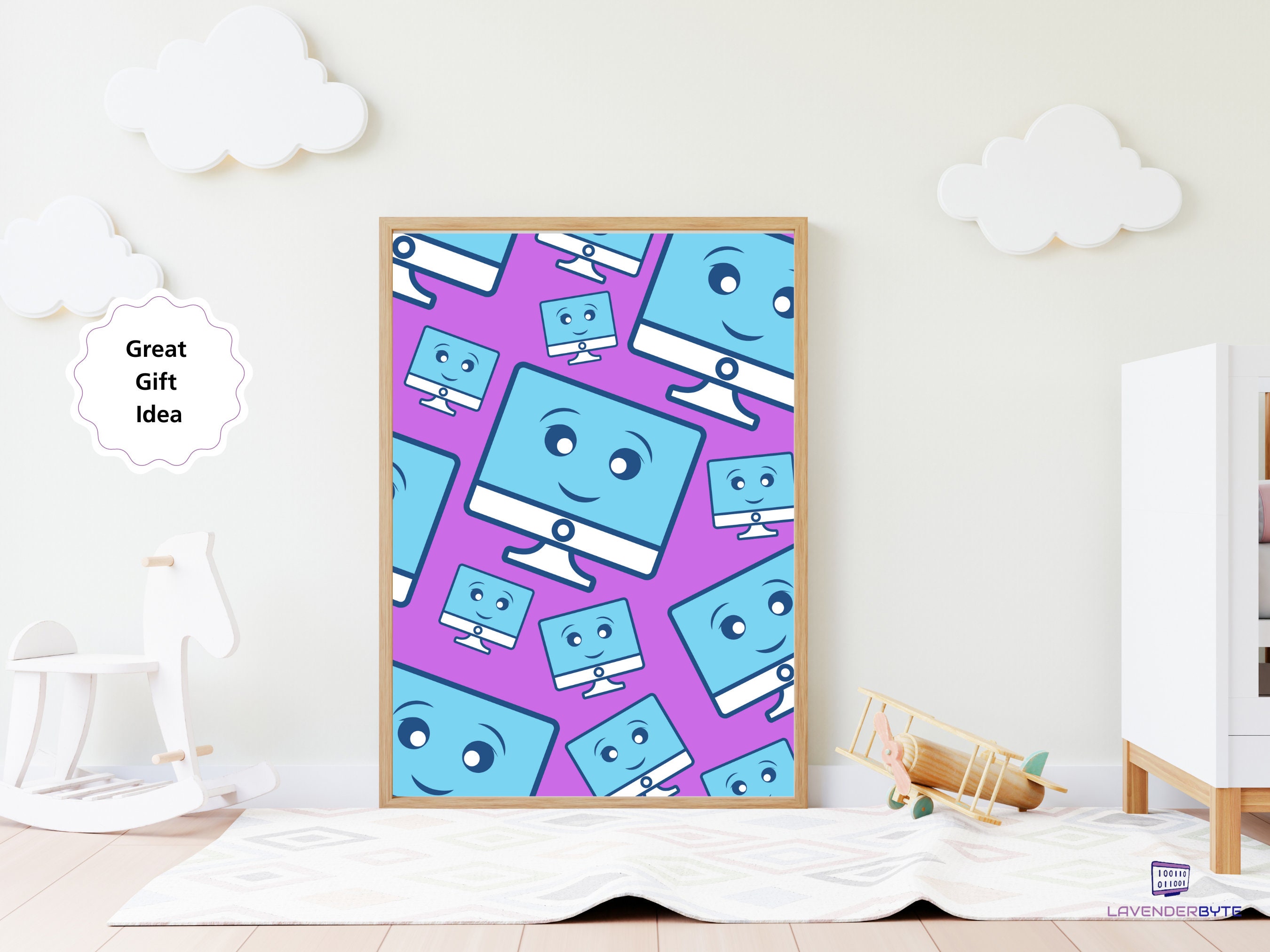 Kawaii Computer Poster | Cute Kids’ Tech Room Decor | Fun Computing ...