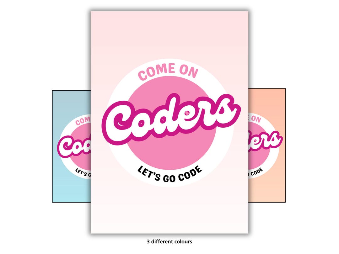 Techie Girl Pink Retro Coding Poster - Etsy