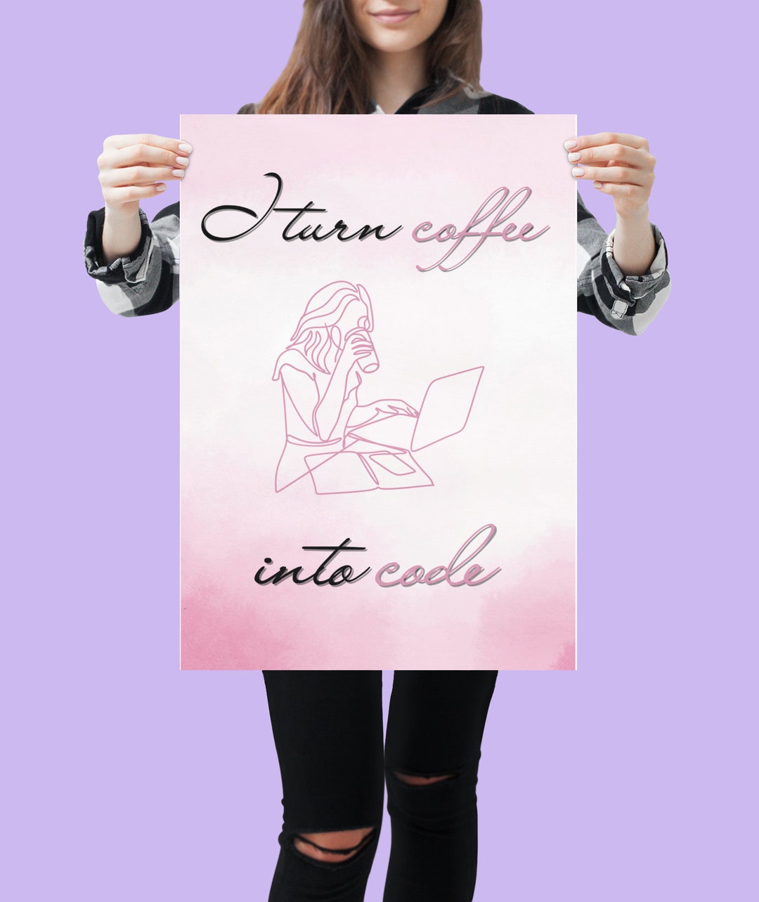 Female Programmer Office Poster: Coffee Code STEM Girls Who Code ...