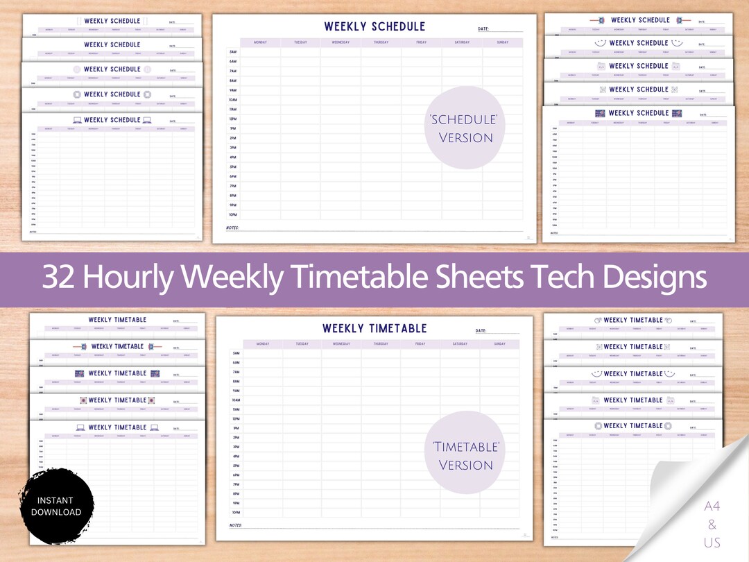 Hourly Weekly Schedule Computer Science Technology Landscape - Etsy