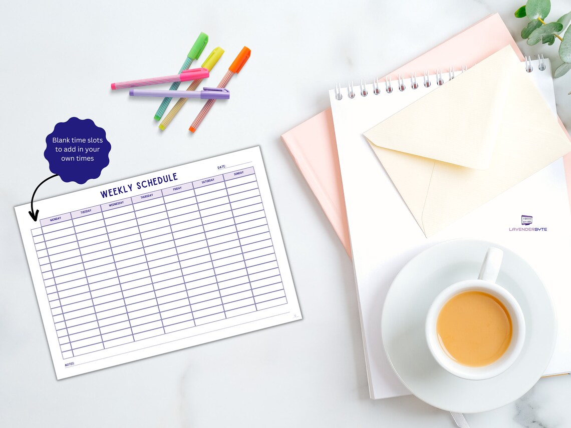 Hourly Weekly Schedule Computer Science Technology Landscape Planner ...