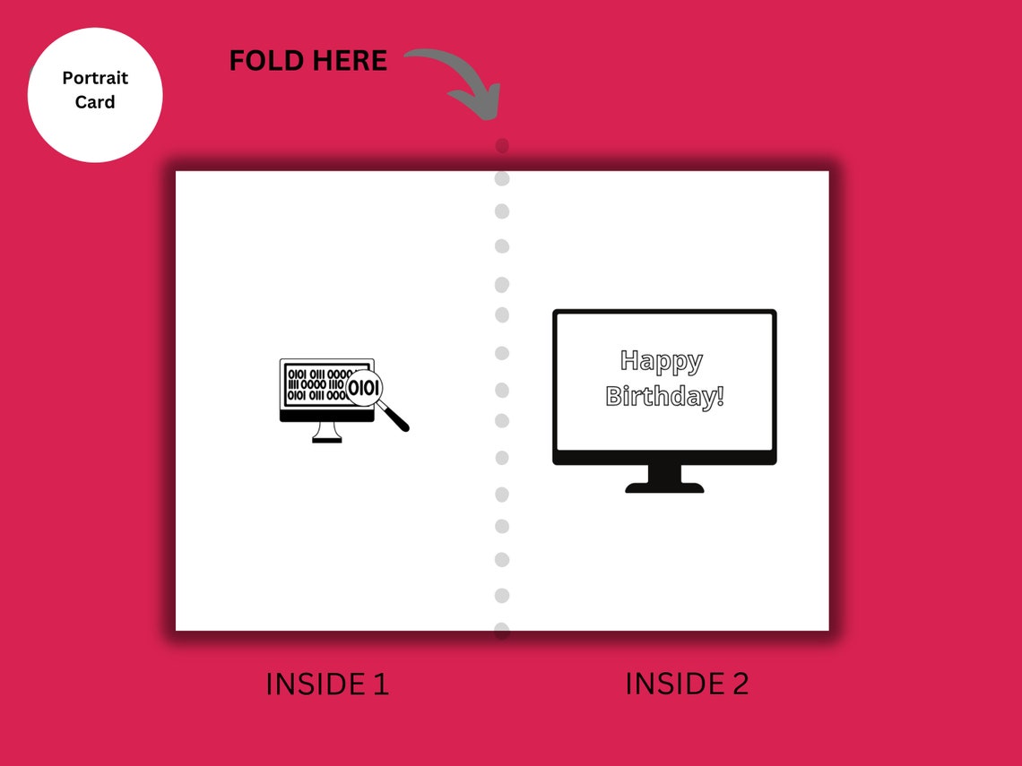 Techie Birthday Card -printable Happy Birthday Download Card, Colouring ...