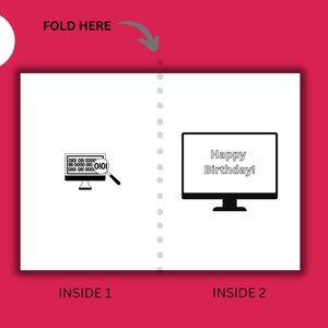 Techie Birthday Card -printable Happy Birthday Download Card, Colouring ...