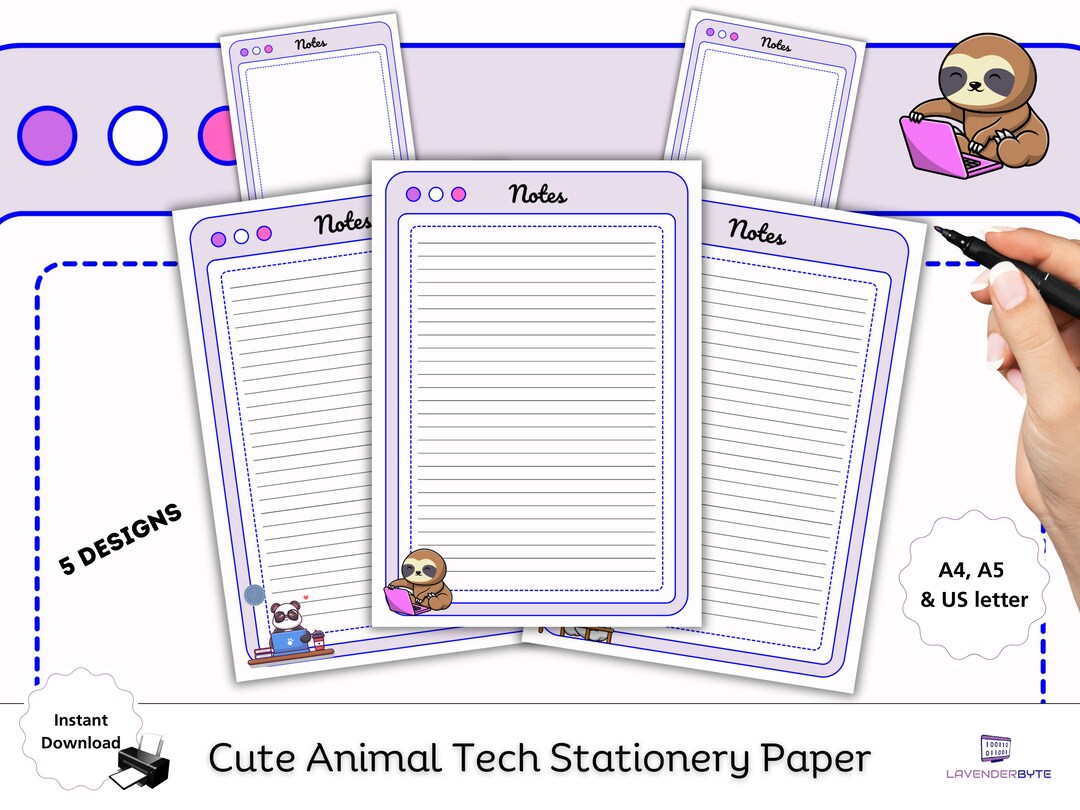 Cute Sloth Adorable Animals Stationery for the Tech Lovers Computer ...