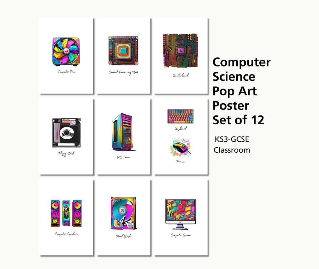 Pop Art Computer Hardware Posters | Set of 12 Computing Classroom ...