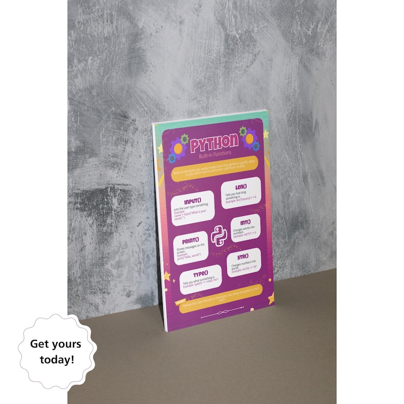 Python Built in Functions Cheat Sheet - Programmer Reference, Printable ...