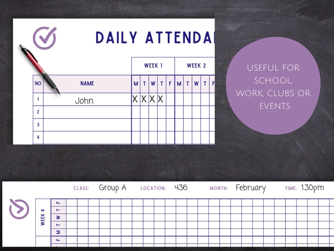 Attendance List ICT Classroom Progress Grade Attendance Sheets X10 ...