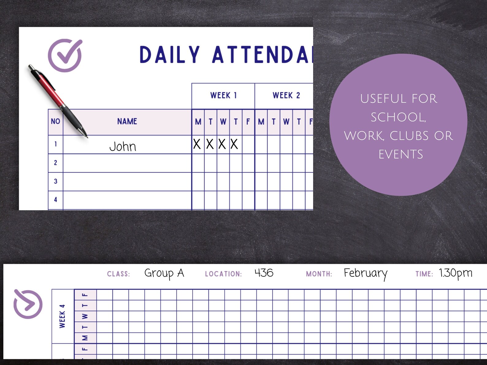 Attendance List: Progress & Grade Tracker printable Checklist, Daily ...
