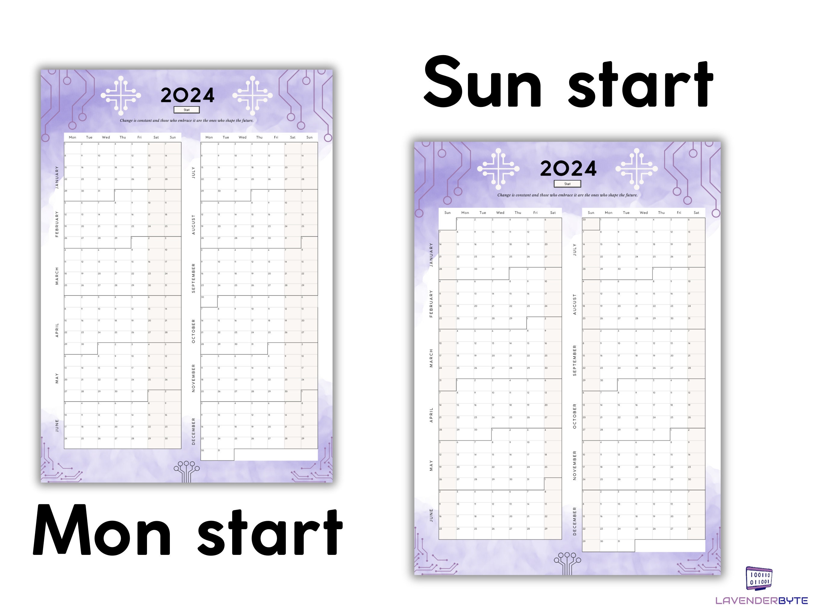 Technology-themed Calendar: Computer Science Block Year 2024 Planner ...