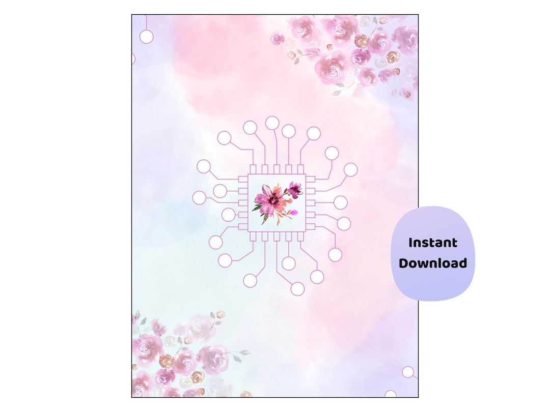 Floral CPU Poster | Pink Tech Wall Art - Etsy