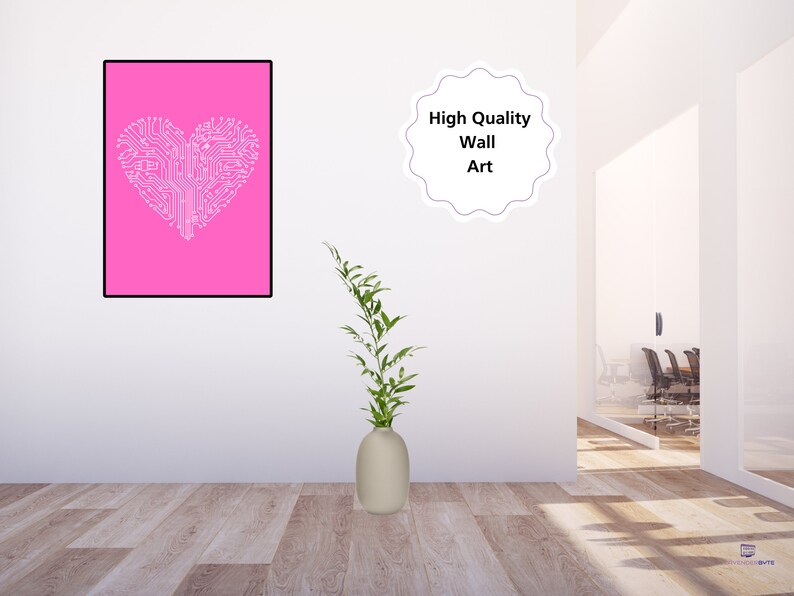 Preppy Pink Heart Circuit Wall Art:sleek Poster for Female Programmers ...