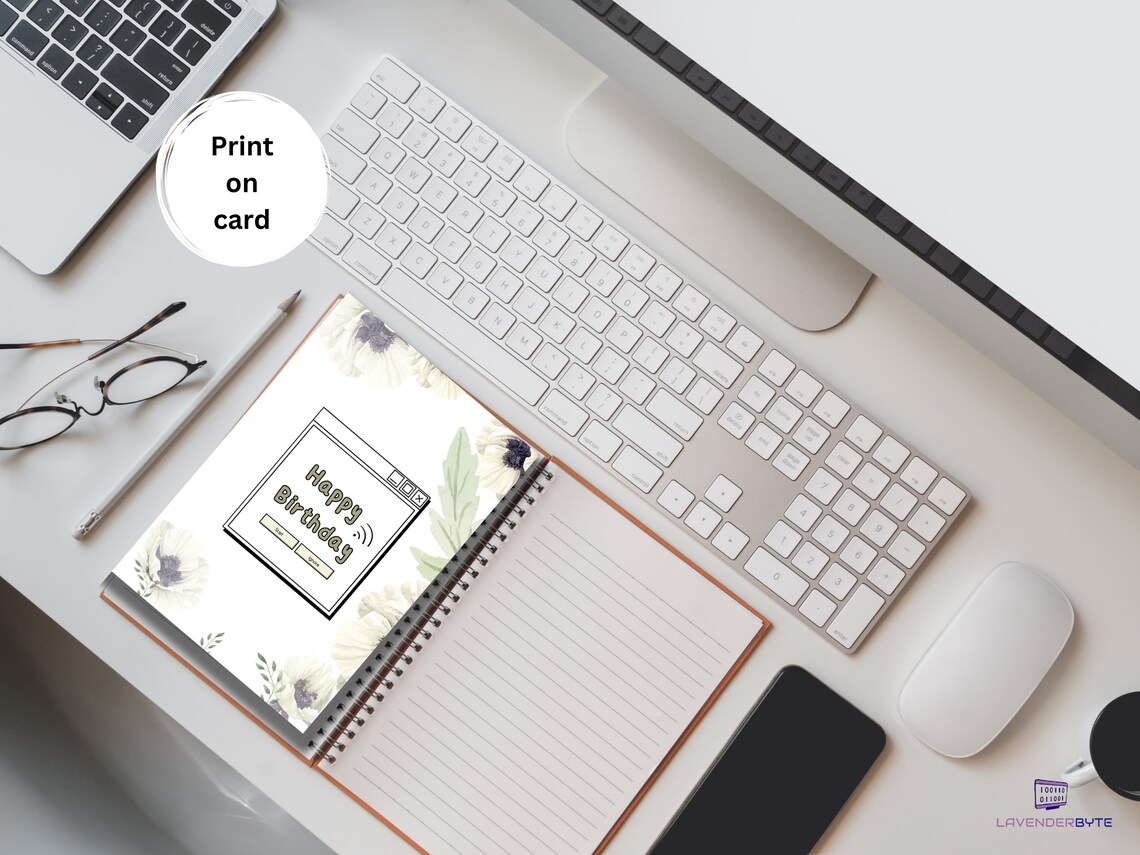 Unique Boho Tech-themed Birthday Cards for Coders and Geeks - Printable ...