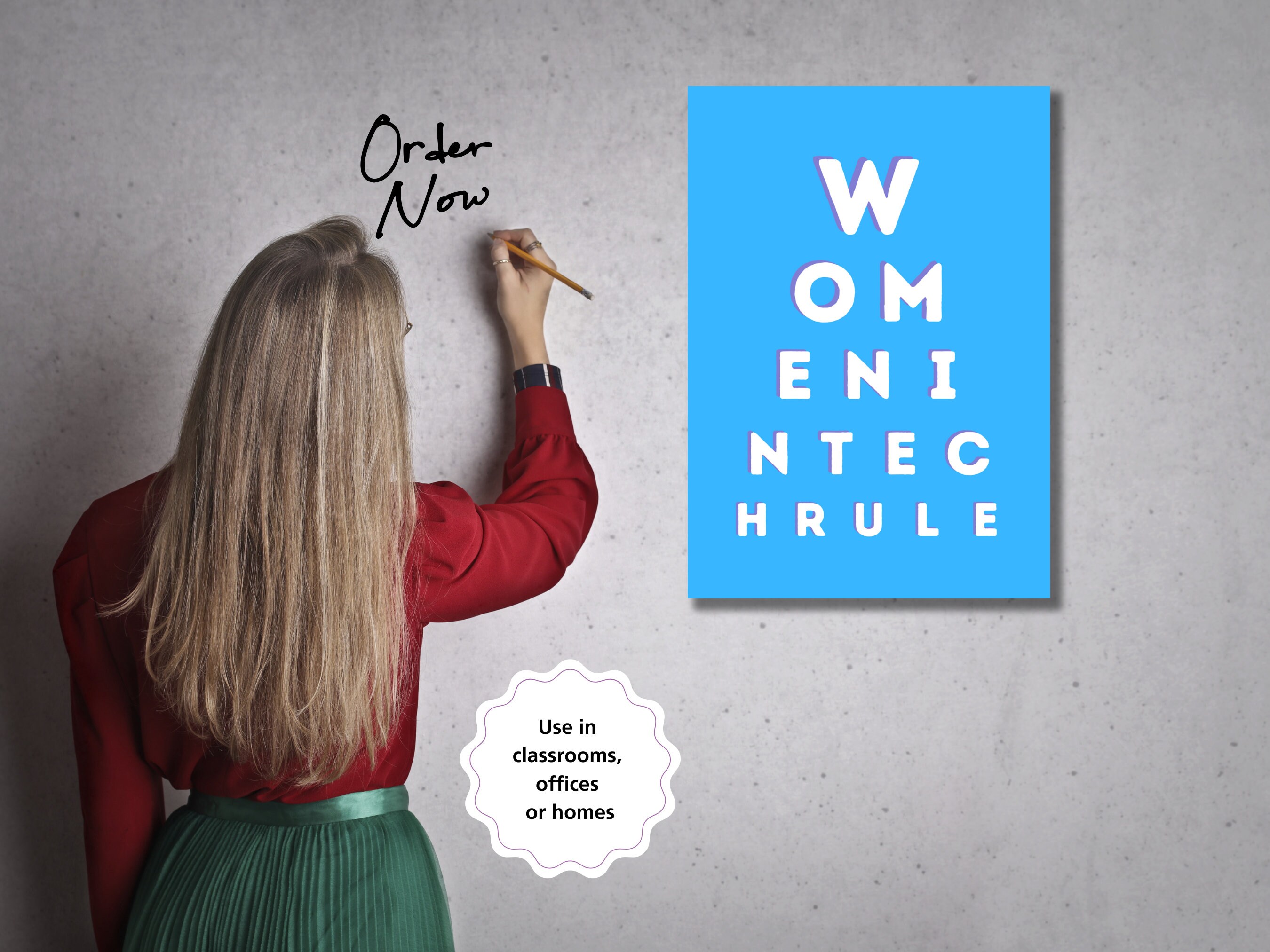 Women in Tech Rule Classroom Display Poster: Eye Chart Printable Art ...