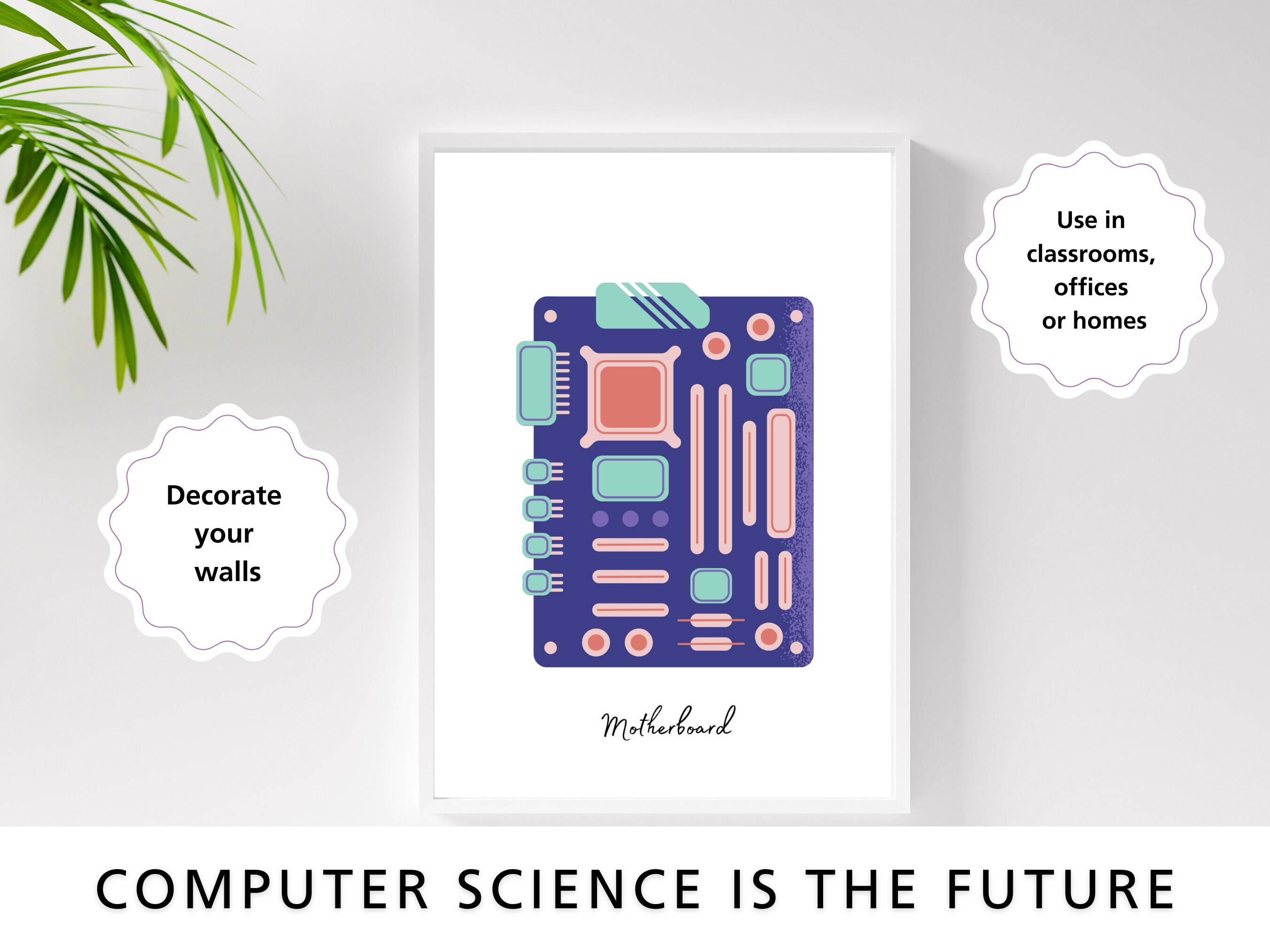 Tech Gift Classroom Office Decor Poster Computer Hardware Part Wall ...