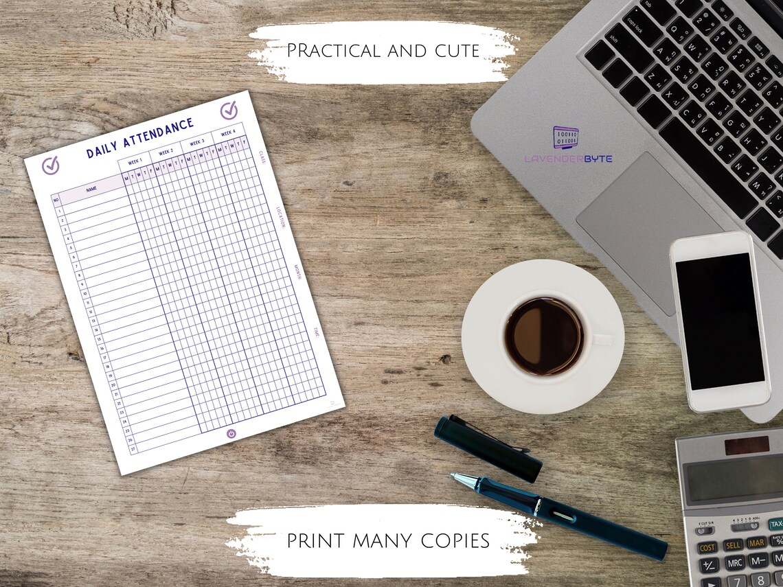 Attendance List: Progress & Grade Tracker printable Checklist, Daily ...