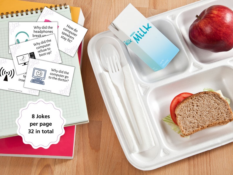 Back to School Lunchbox Jokes for Kids Technology Theme Cards - Etsy
