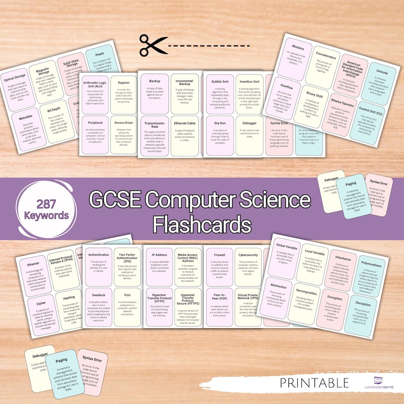287 Computer Science OCR GCSE Student Revision Flashcards - Printable Download Revision, Lecture ...