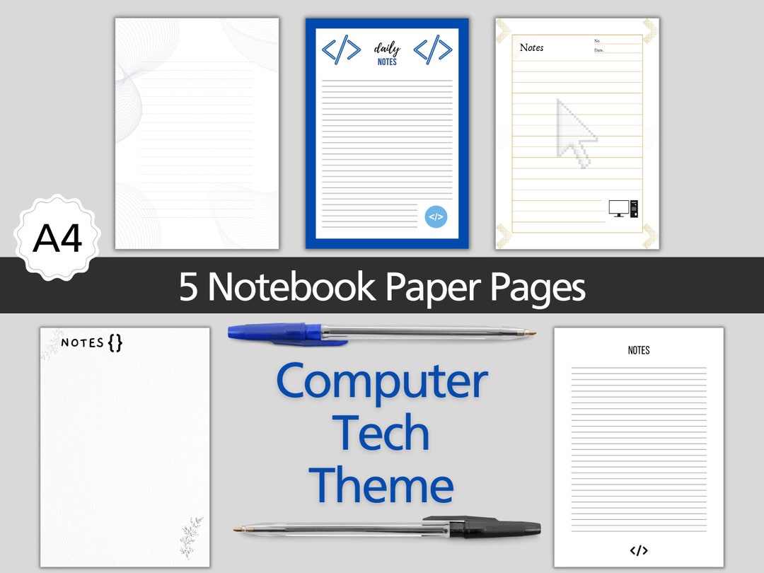 Computer Science Lined Paper Printable | Coding Notes Pages | Tech ...