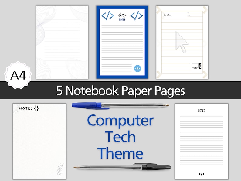 Computer Science Lined Paper Printable | Coding Notes Pages | Tech ...