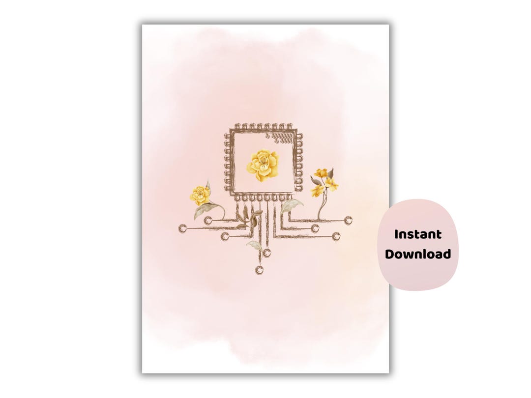 Floral CPU Circuit Poster | Pretty Computer Science Wall Art - Etsy