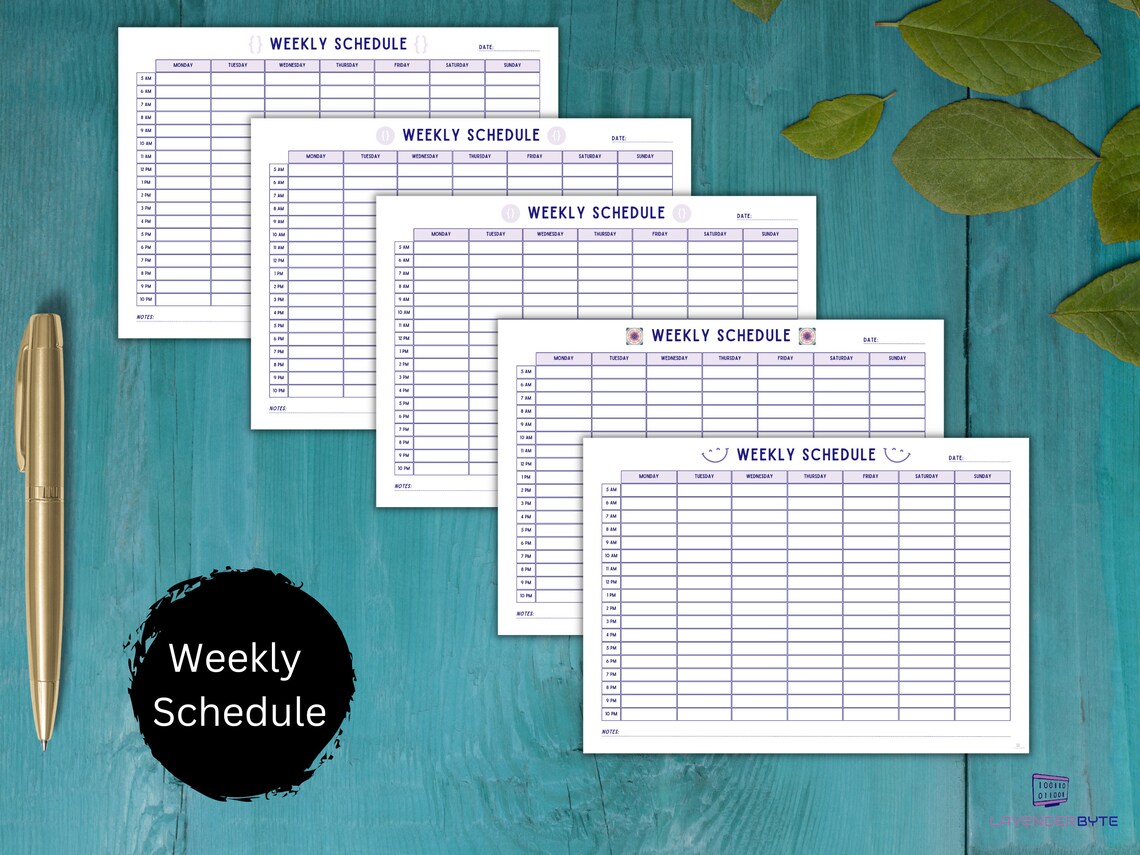 Hourly Weekly Schedule Computer Science Technology Landscape Planner ...