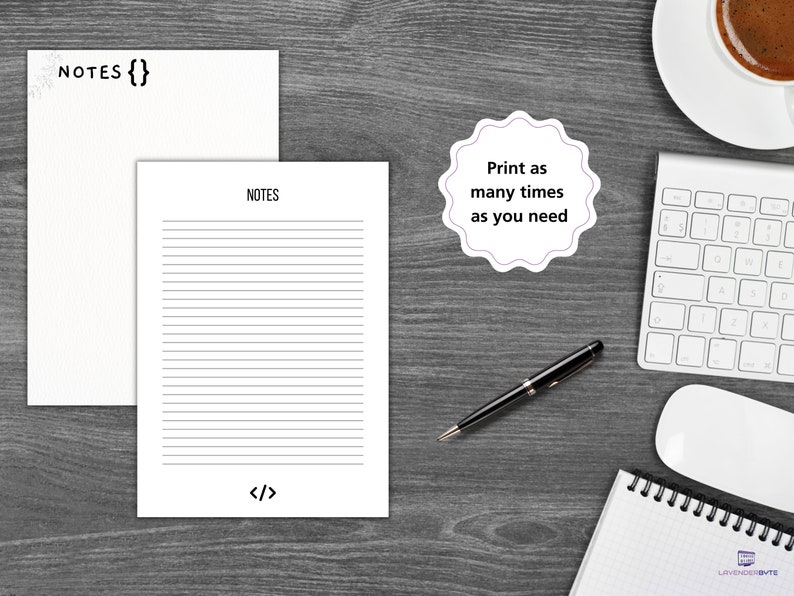 Computer Science Lined Paper Printable | Coding Notes Pages | Tech ...