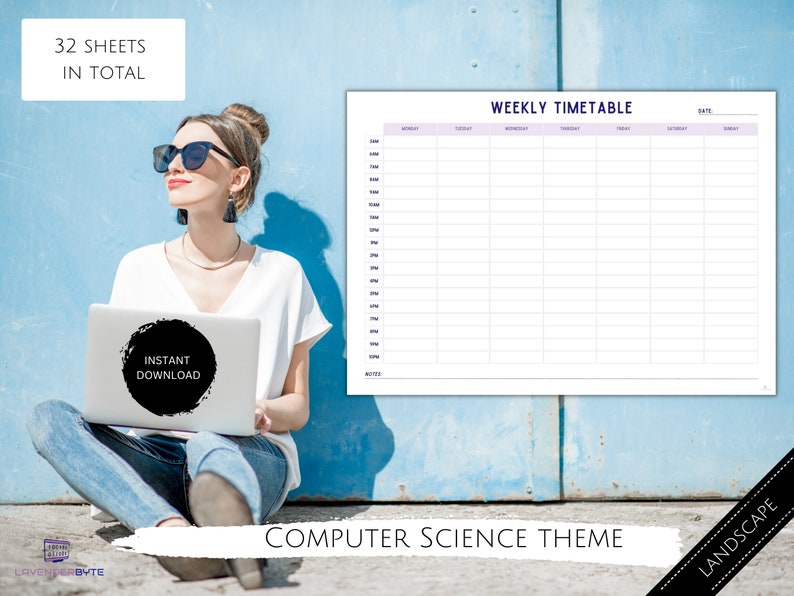 Hourly Weekly Schedule Computer Science Technology Landscape - Etsy