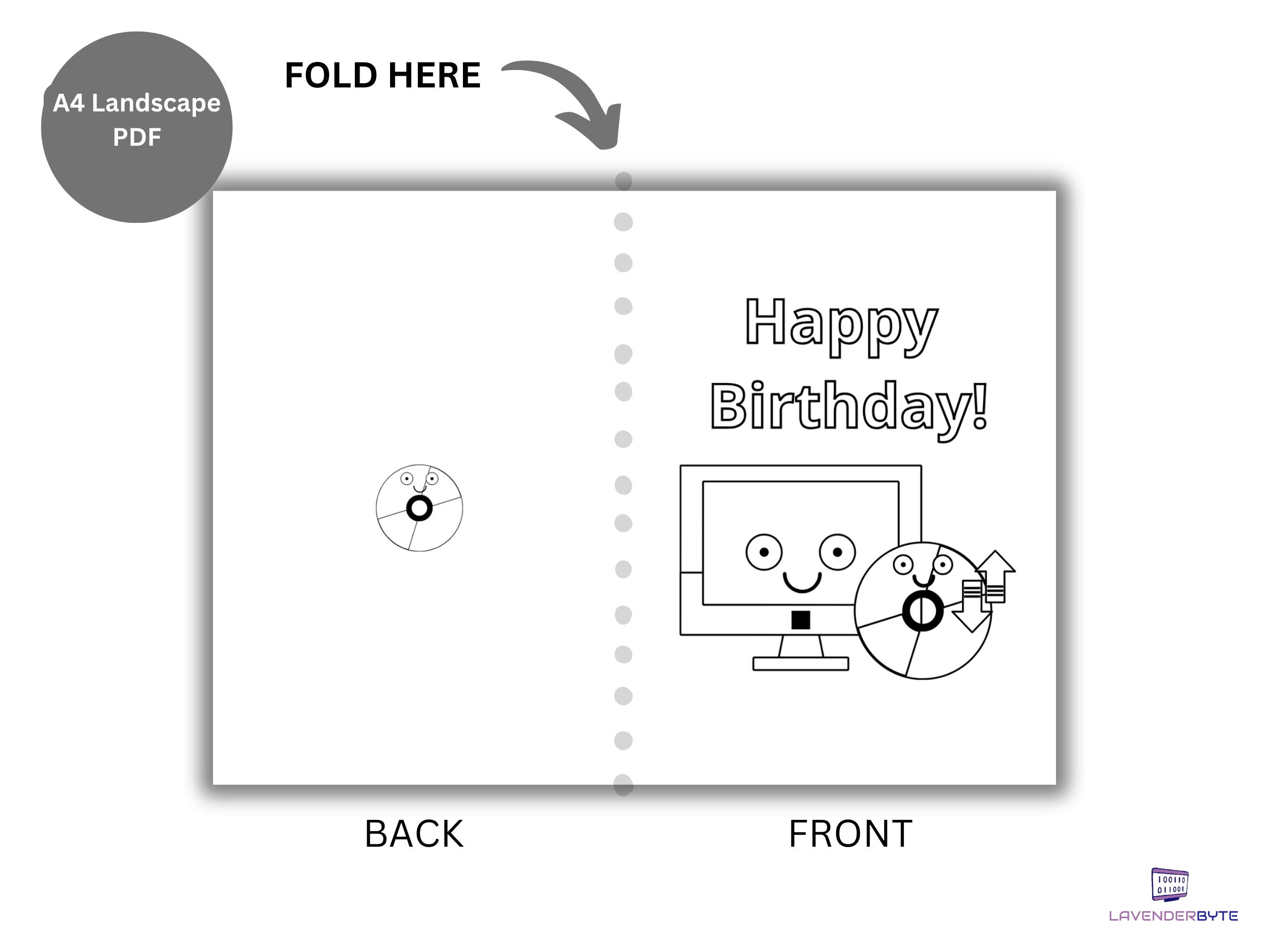 Techie Birthday Card - Printable Happy Birthday Download, Colouring ...