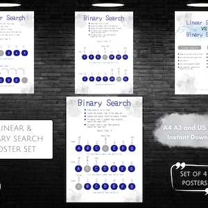 Binary Linear Search Poster Set | Computer Science Programming X4 ...