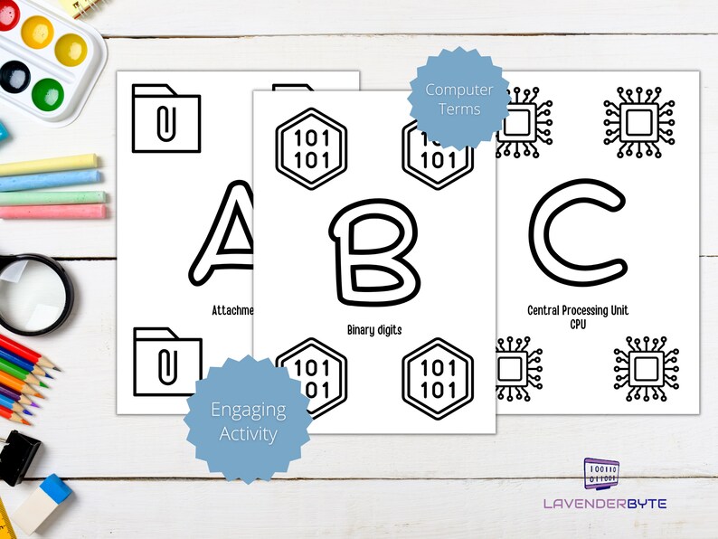 Colouring Book Printable Pages Students Children Computing - Etsy