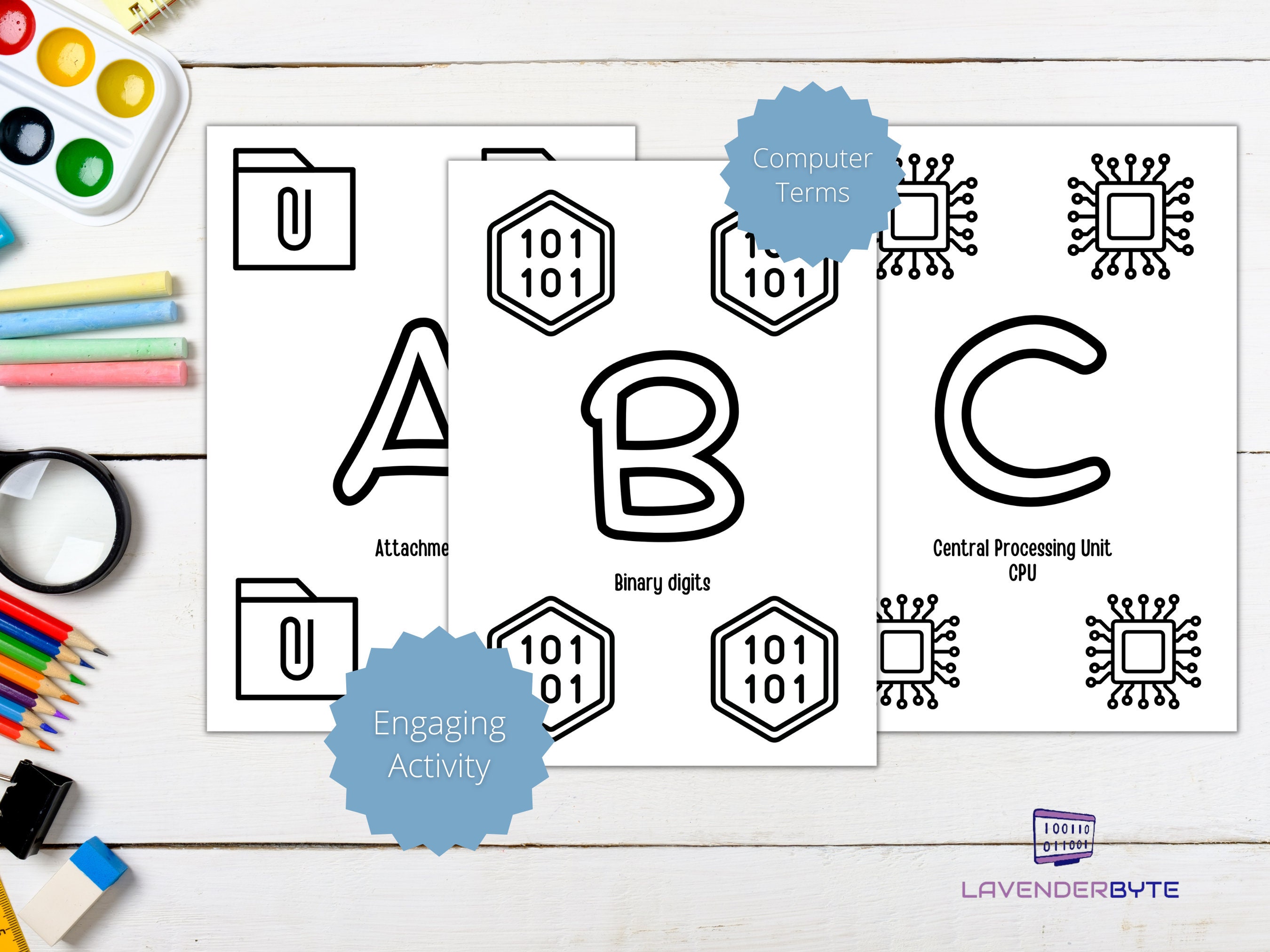 Colouring Book Printable Pages Students Children Computing - Etsy