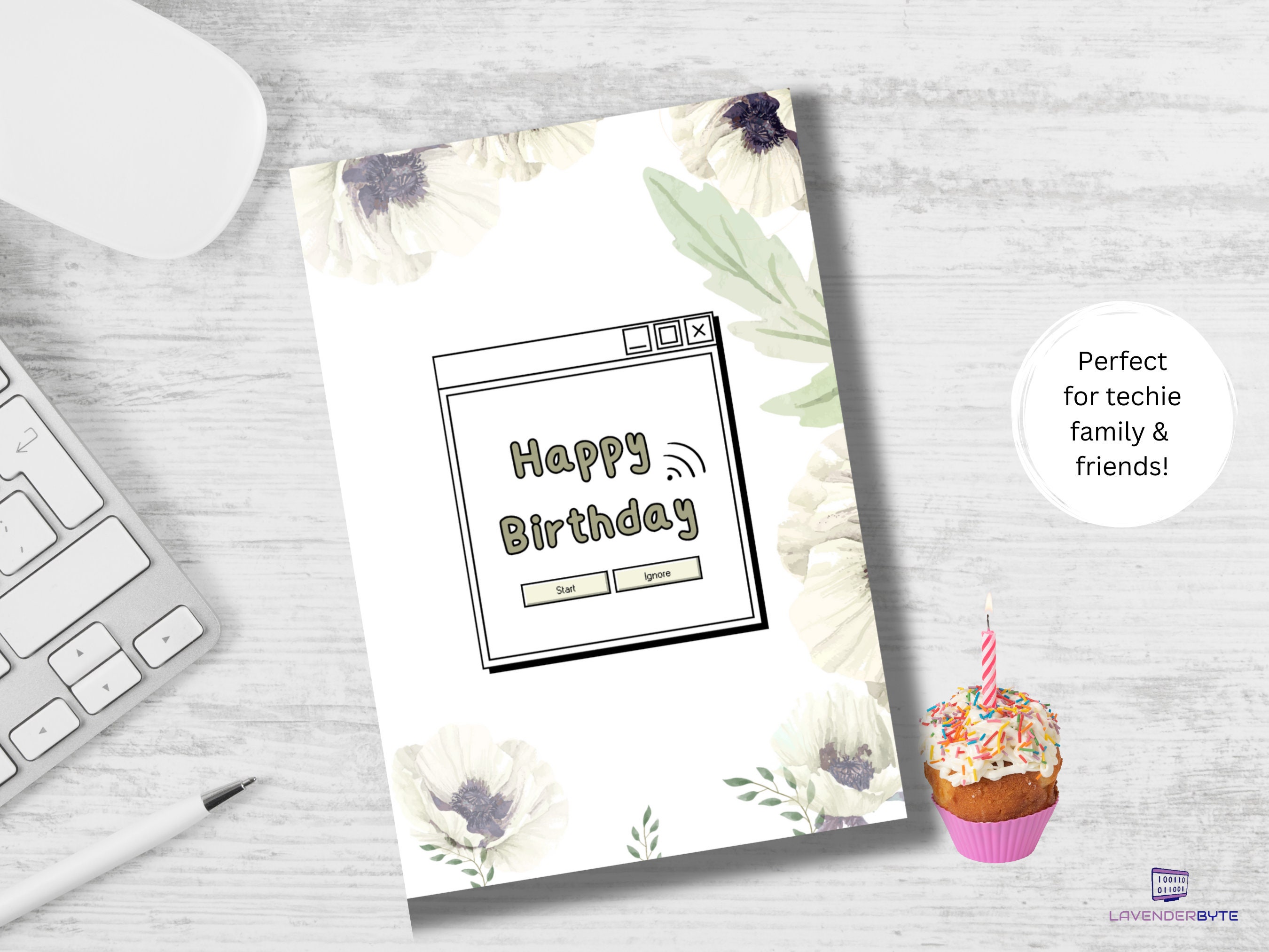Unique Boho Tech-themed Birthday Cards for Coders and Geeks - Printable ...