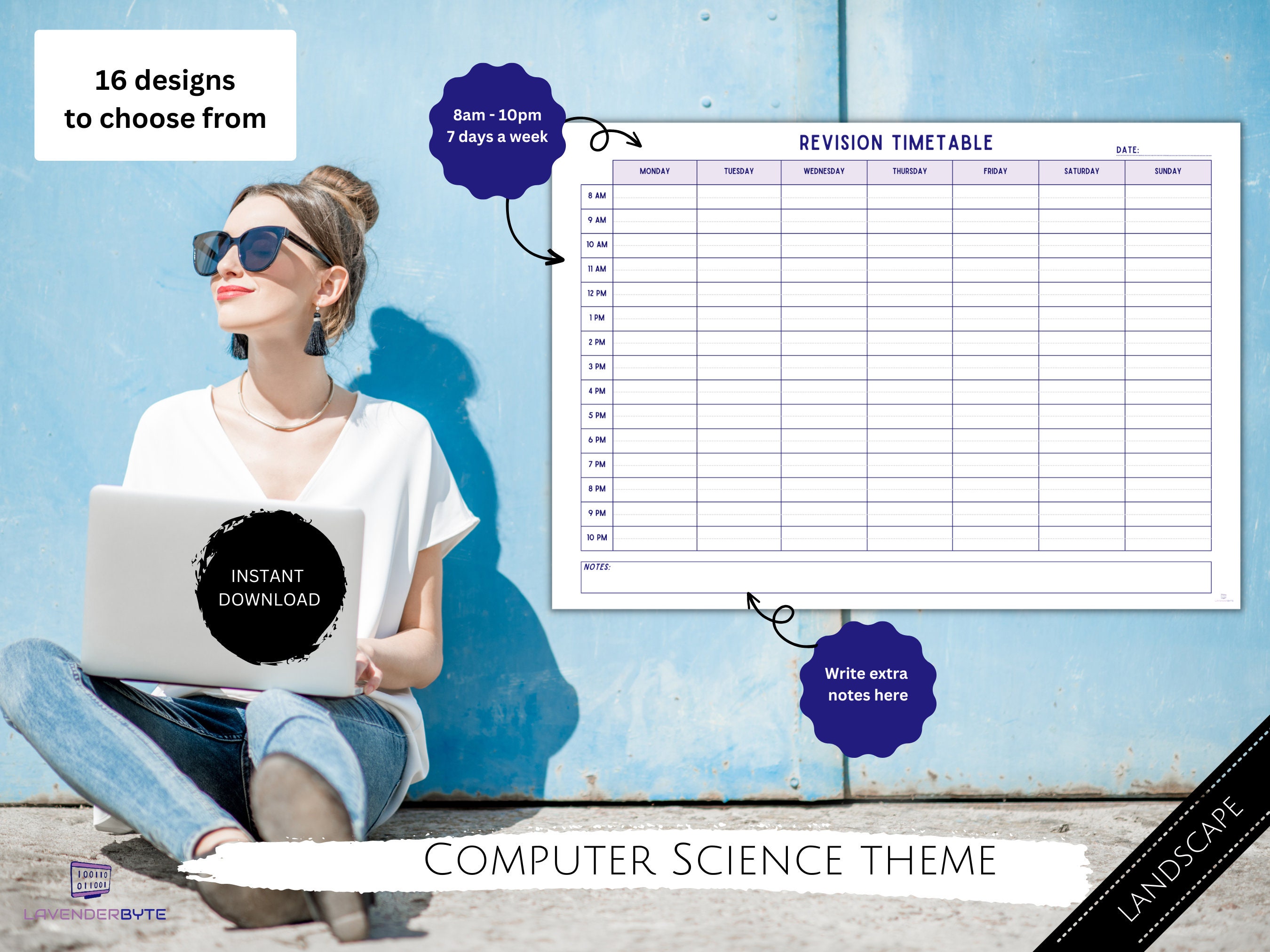 GCSE & A-level Tech-themed Revision Timetable | Simple Printable Study ...