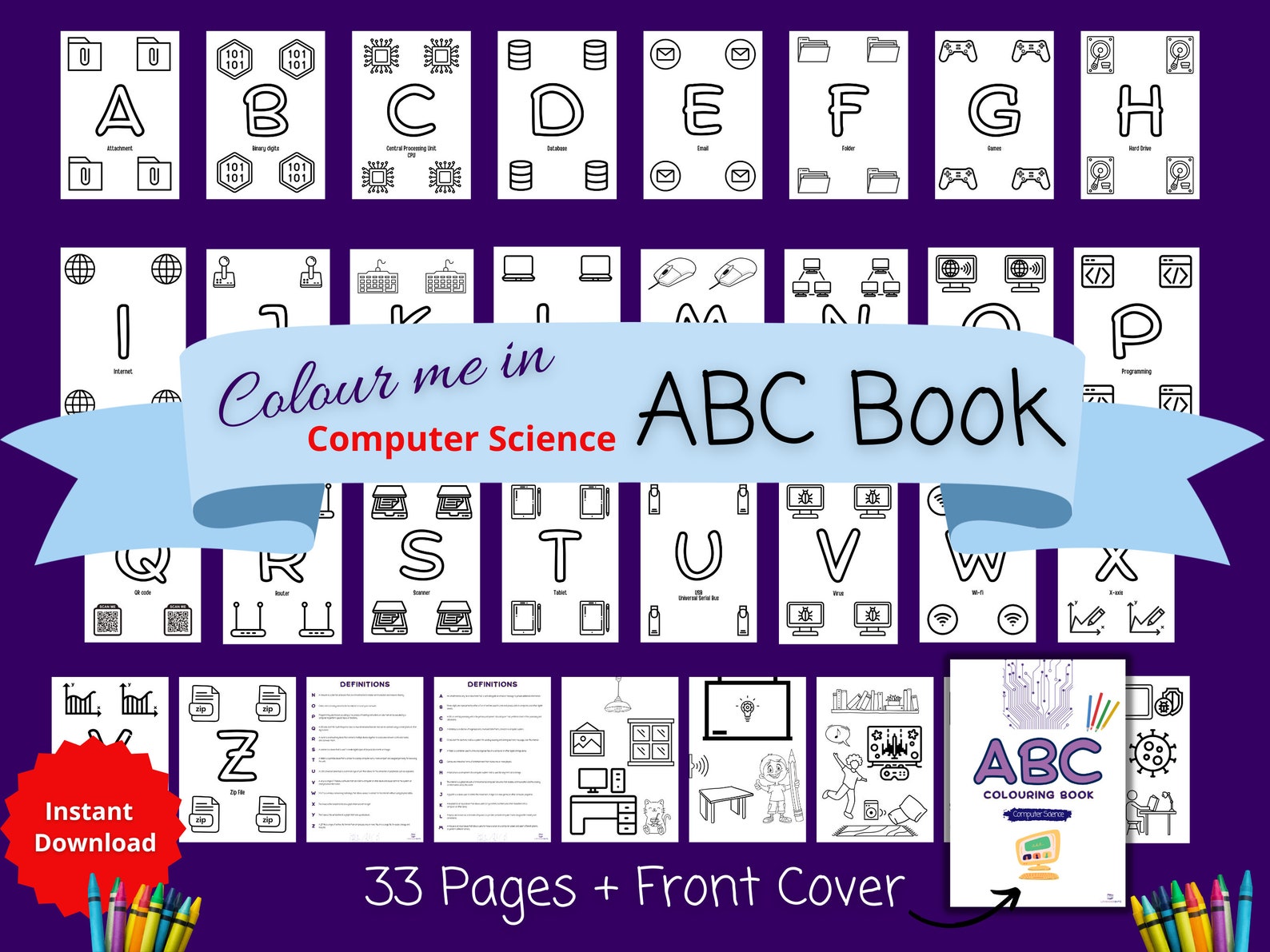 Colouring Book Printable Pages for Students & Children | Computing ...