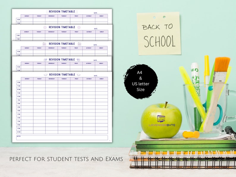GCSE & A-level Tech-themed Revision Timetable | Simple Printable Study ...