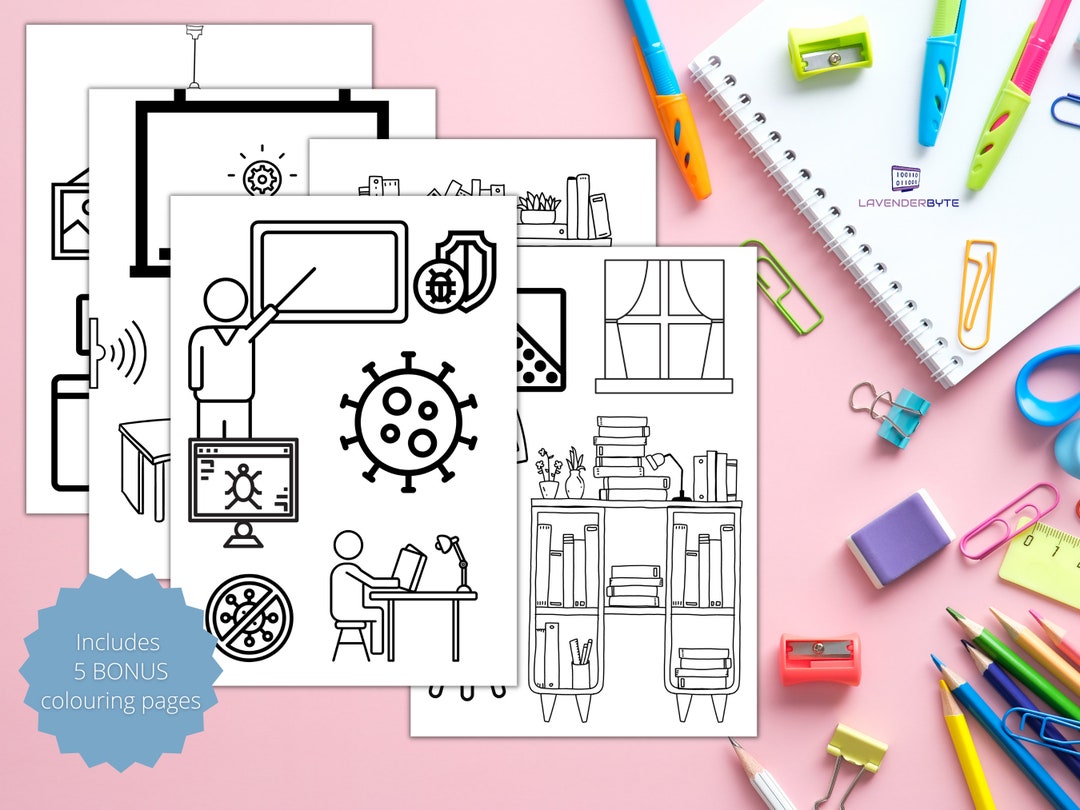 Colouring Book Printable Pages Students Children Computing - Etsy