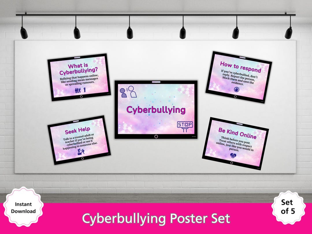 Cyberbullying Awareness Posters (set of 5)| Digital Printable Computer ...