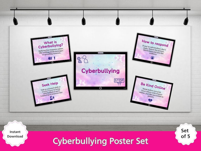 Cyberbullying Awareness Posters (set of 5)| Digital Printable Computer ...