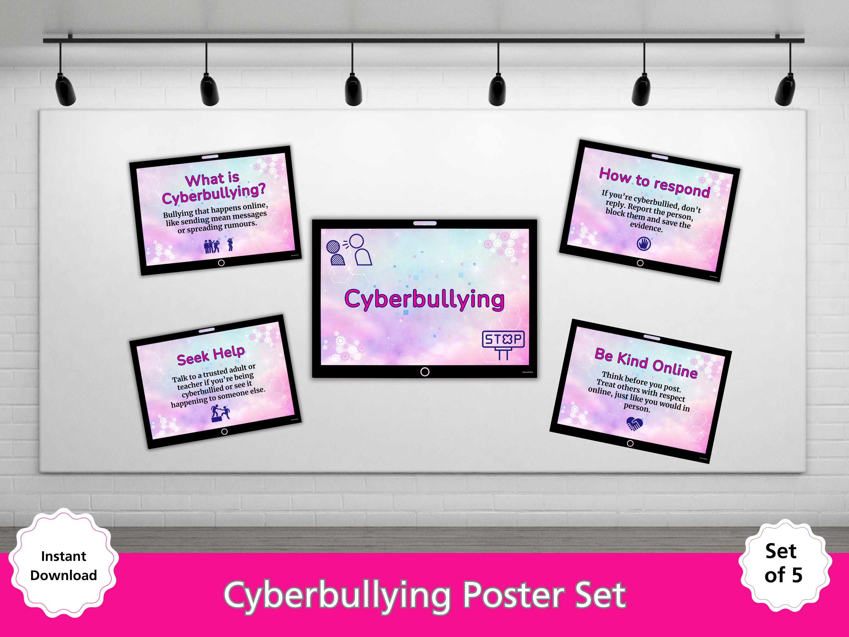 Cyberbullying Awareness Posters (set of 5)| Digital Printable Computer ...