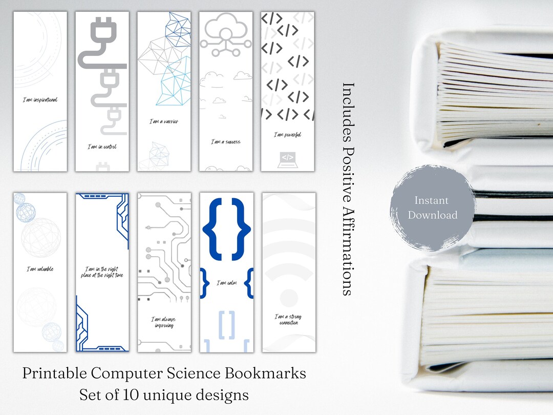 Tech Bookmarks: Geek Bookmark Set, Technology-themed Affirmations ...