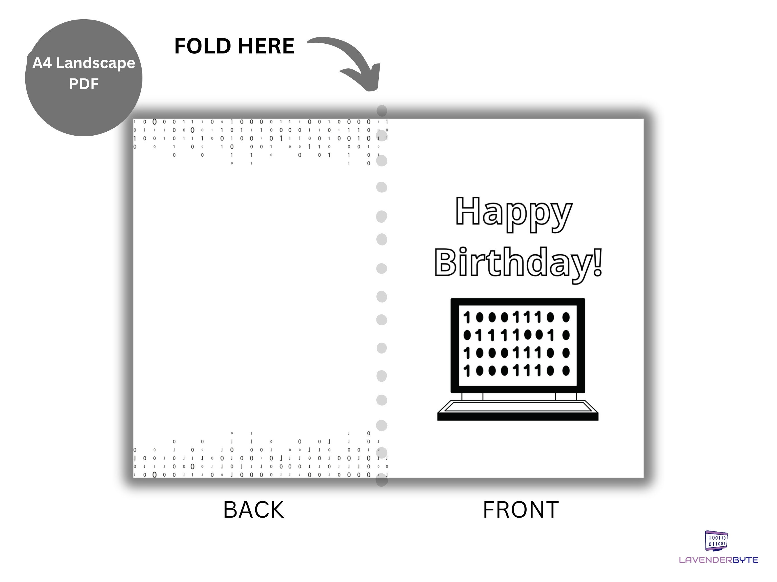 Techie Birthday Card -printable Happy Birthday Download Card, Colouring ...