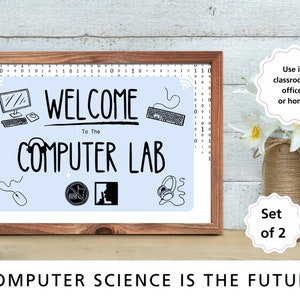 Computer Lab School Sign Classroom Decor Teacher Door Signs Computers ...