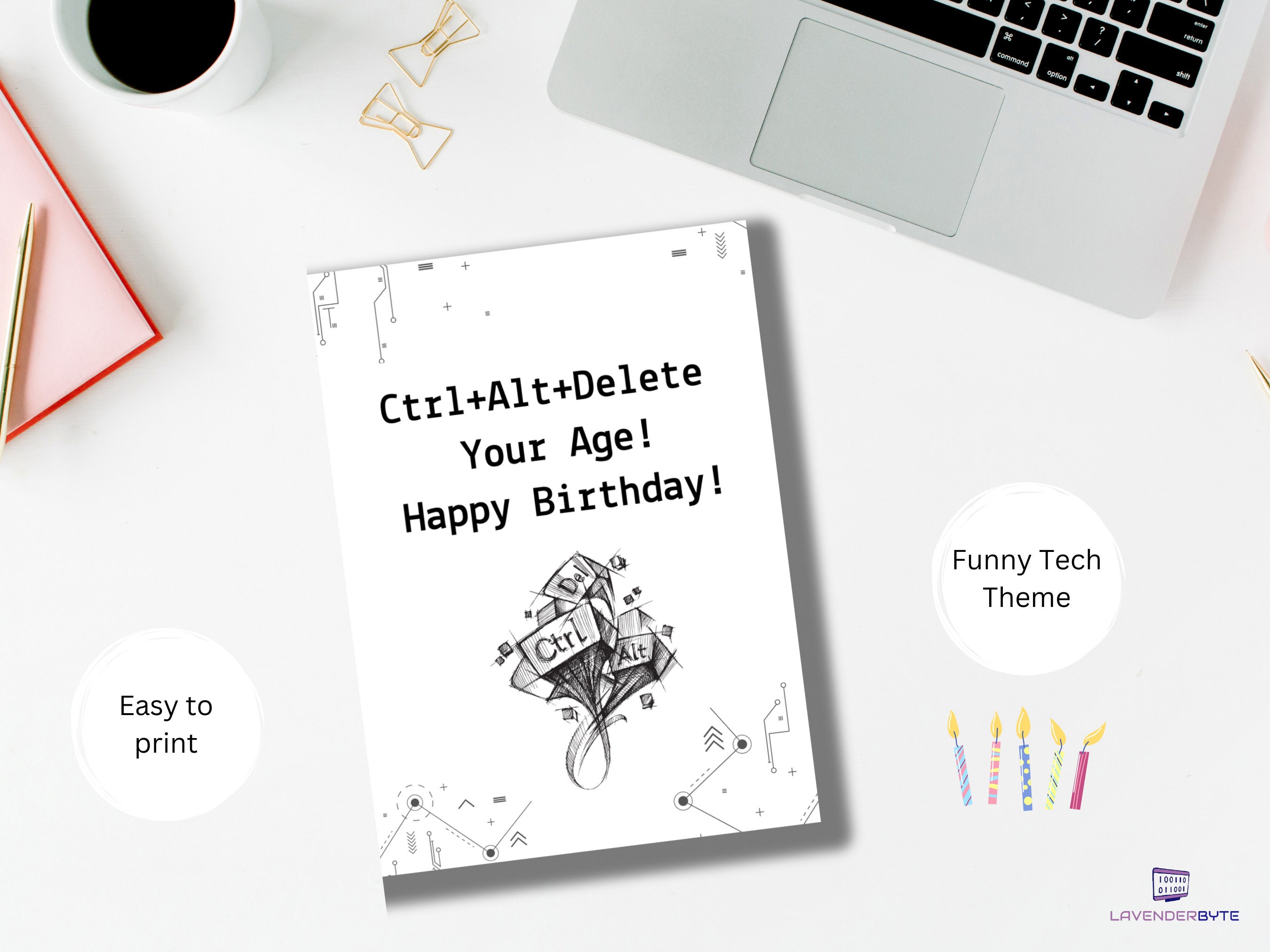 Ctrl Alt Delete Funny Tech Birthday Card - Printable Happy Birthday ...