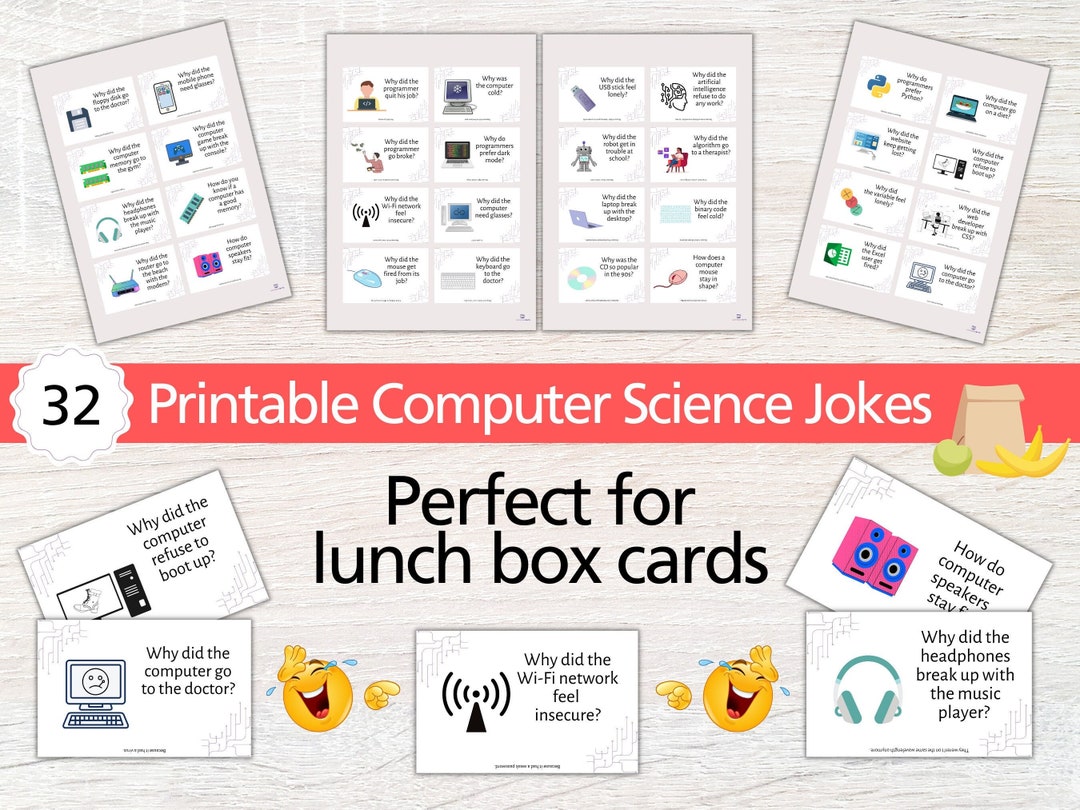 Back to School Lunchbox Jokes for Kids - Technology Theme Cards ...
