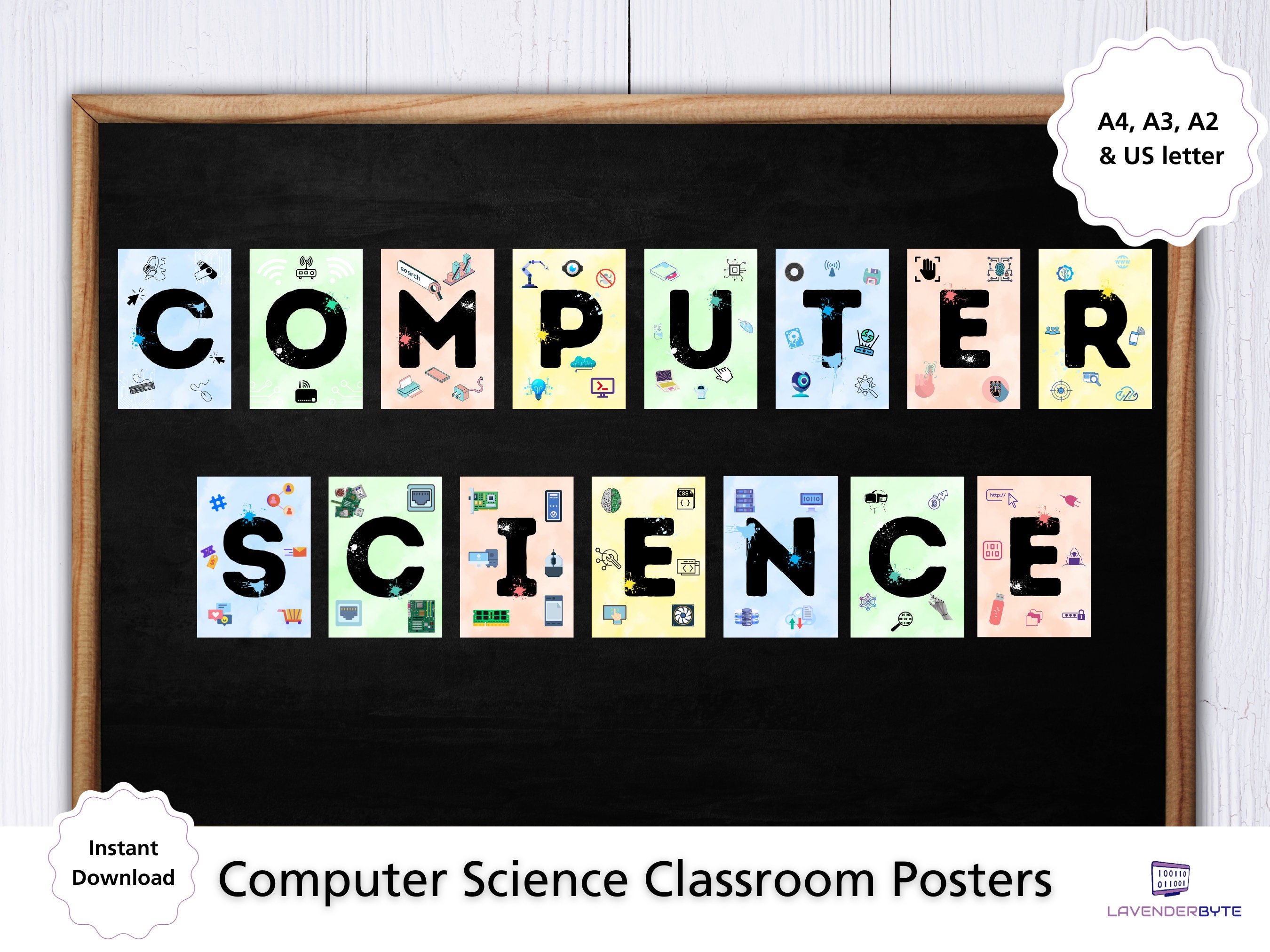 Classroom Computer Science Letter Posters Computing Inspiring Posters for Tech Display Computer ...